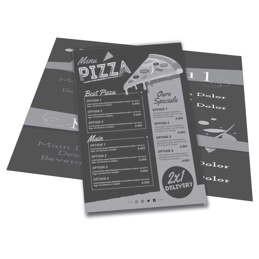 Cardápios cardápios personalizados 4 páginas com dobra kraft 250g ...